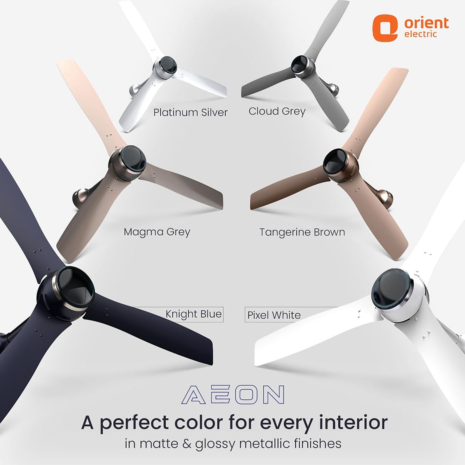 Buy Orient Aeon 5 Star 1200mm 3 Blade BLDC Motor Ceiling Fan with Remote (Antidust, Magma Grey ...